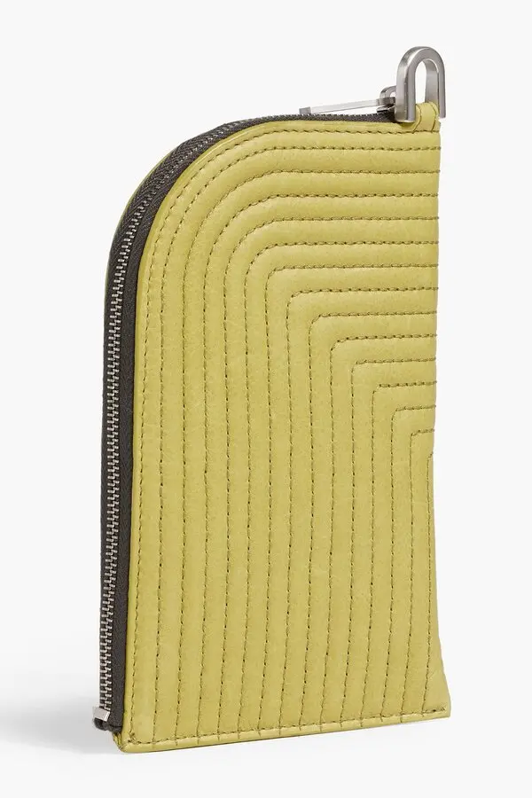 Rick Owens Quilted Leather Wallet In Light Green - 70% Off